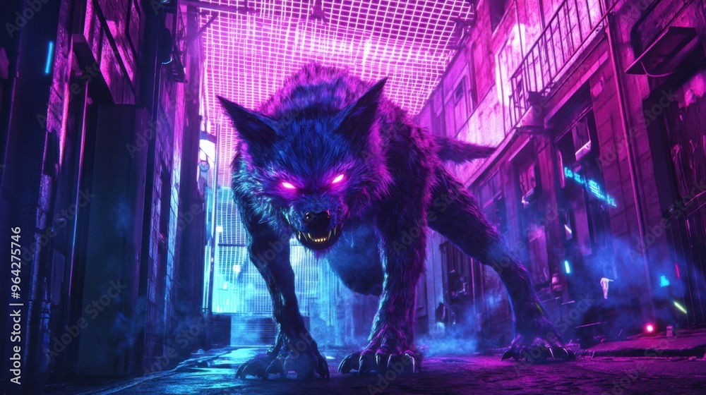 Detailed and Eerie Illustration of a Skin-Walker with Glowing Eyes and ...