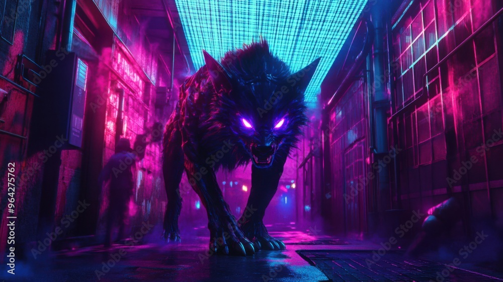 Detailed and Eerie Illustration of a Skin-Walker with Glowing Eyes and ...