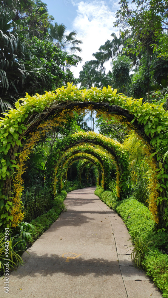 Flower arches at the National Orchid Garden at Singapore Botanic ...