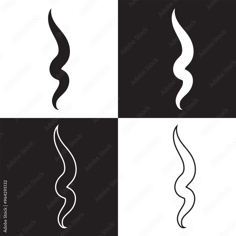 Smoke steam icon vector logo set. Smoke smell, steam aroma heat icon ...