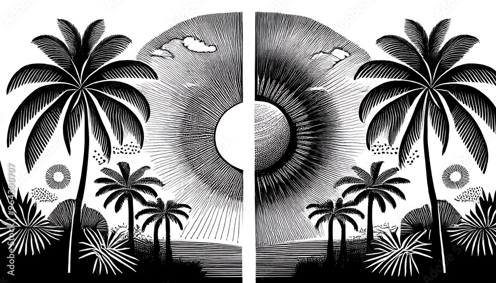 pattern with 4 quarters, in two opposite quarters there is a ...