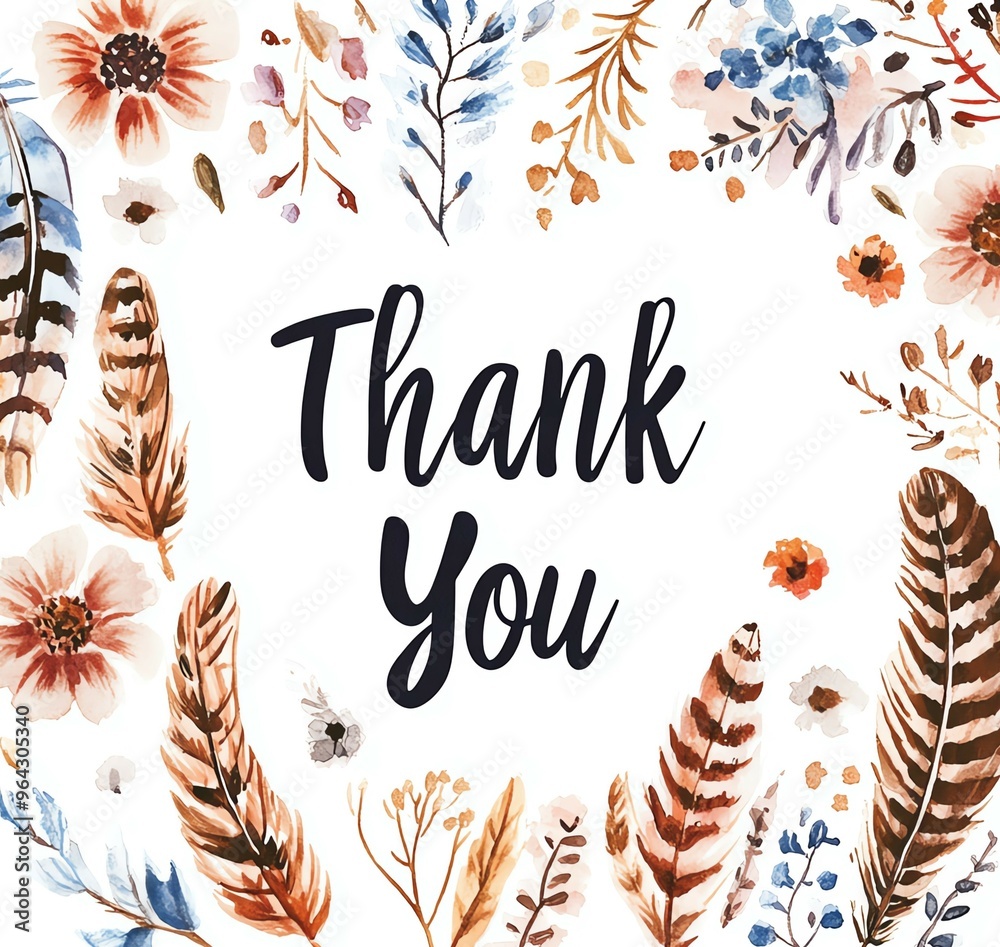 Beautiful floral design with 'Thank You' text, perfect for expressing ...