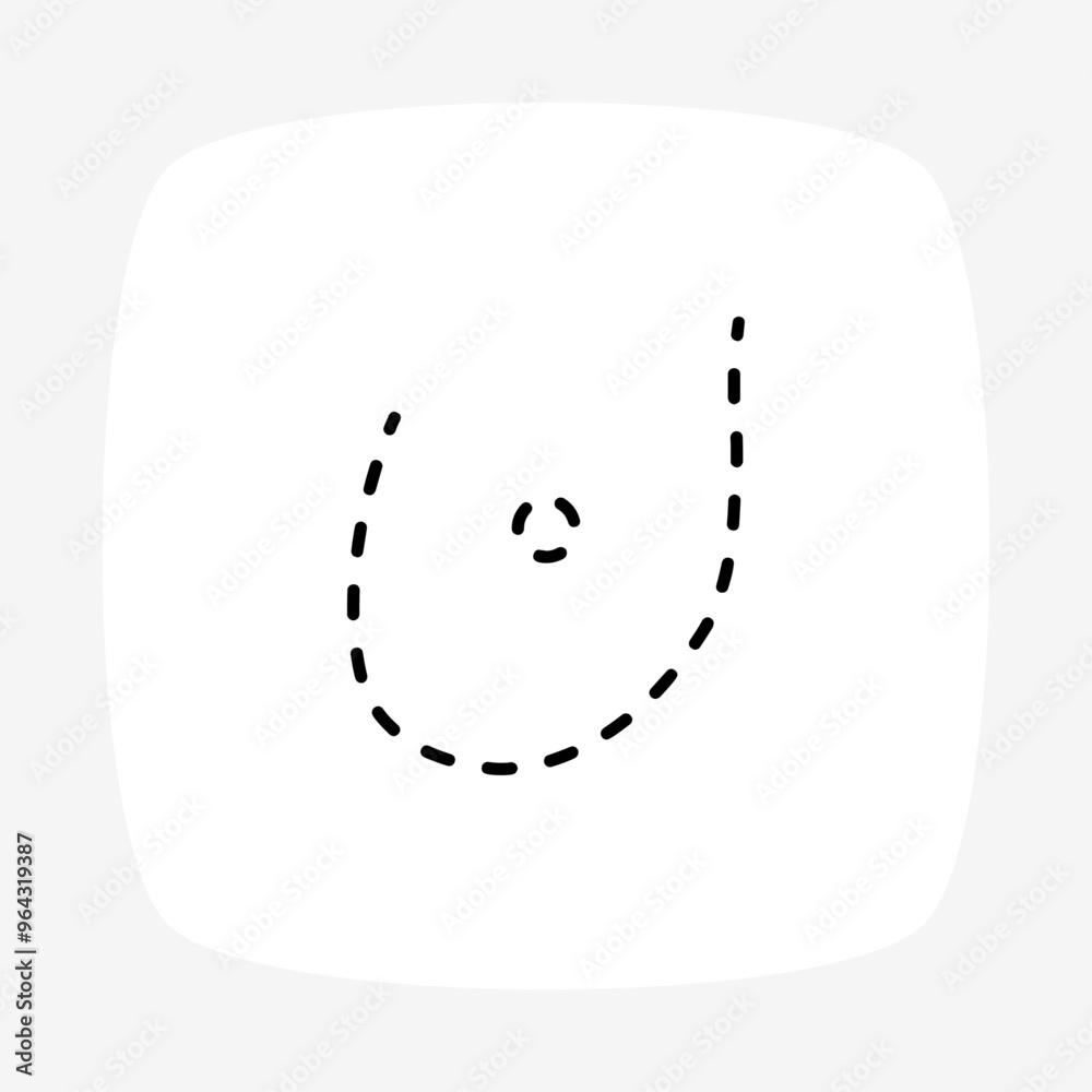 Urdu Alphabet Character Noon in Dotted Style isolated on white rounded ...