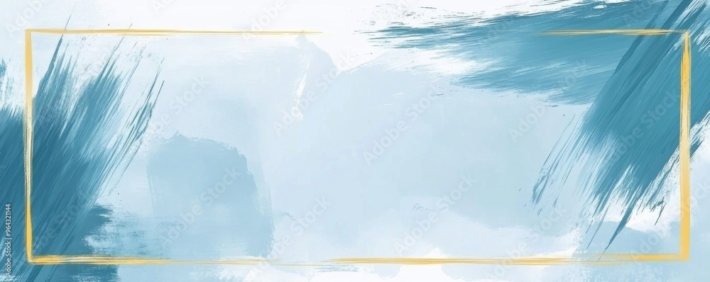 Abstract blue rectangular frame with yellow edges on a textured ...