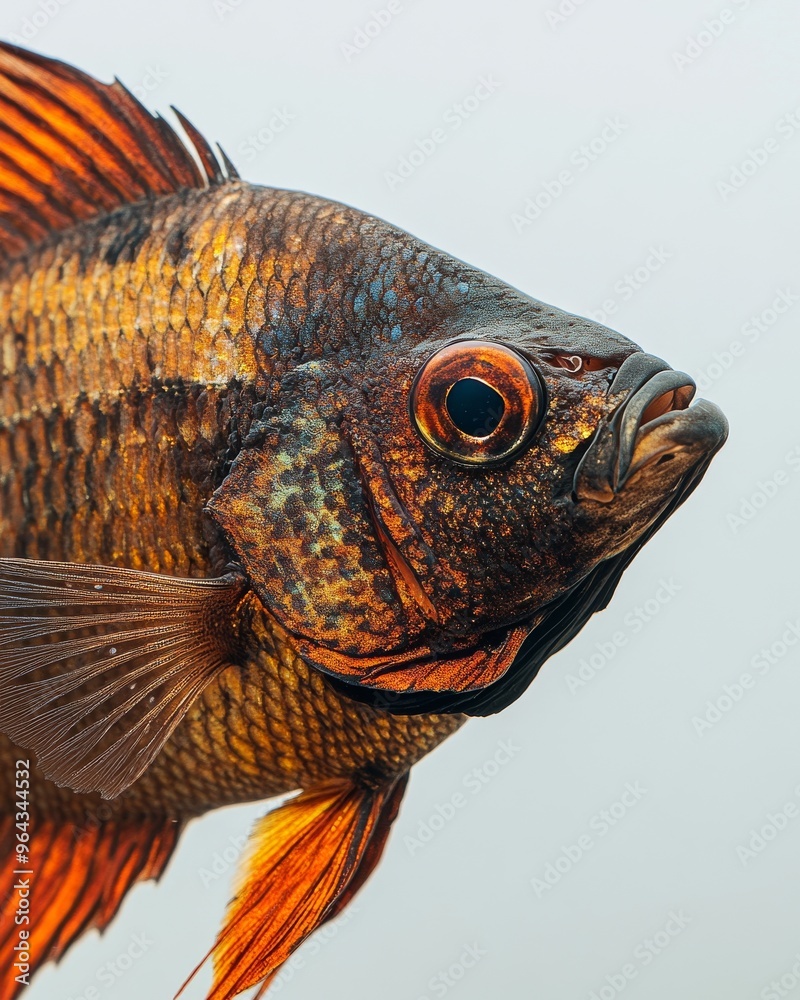 Mystic portrait of Giant Gourami fish, copy space on right side, Anger ...