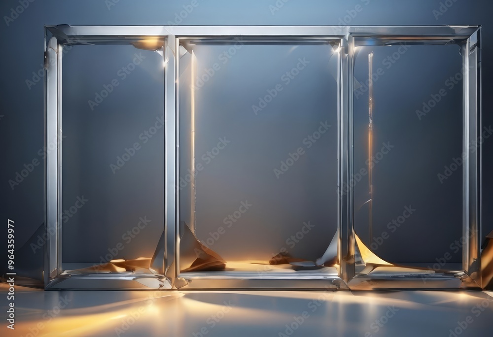 Three rectangular glass panels with a metallic frame, arranged in a ...