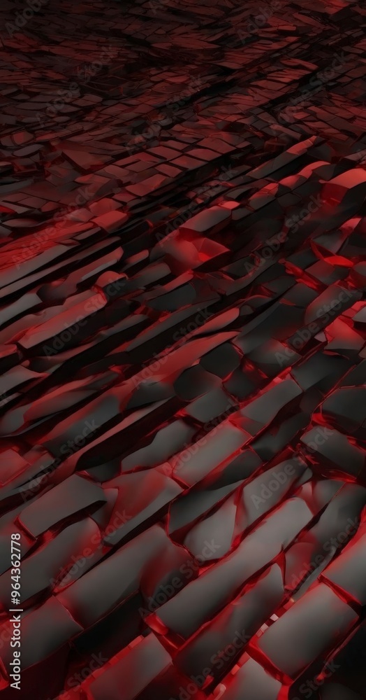 striking abstract pattern composed of overlapping black and red ...