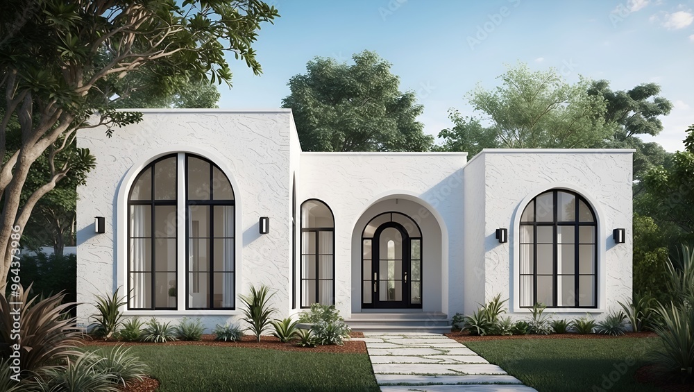 modern, single-story house with a minimalist design. The exterior ...
