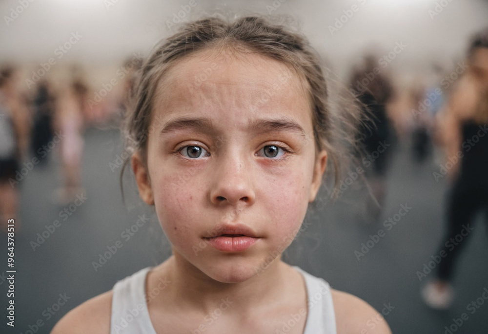 Toddler girl, age 4-6, serious and sad, facing family problems ...