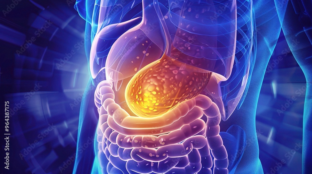 A clear visualization of a gallstone within the body. The gallstone is ...