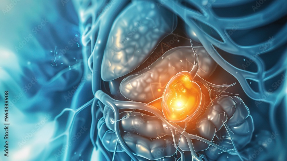 A clear visualization of a gallstone within the body. The gallstone is ...