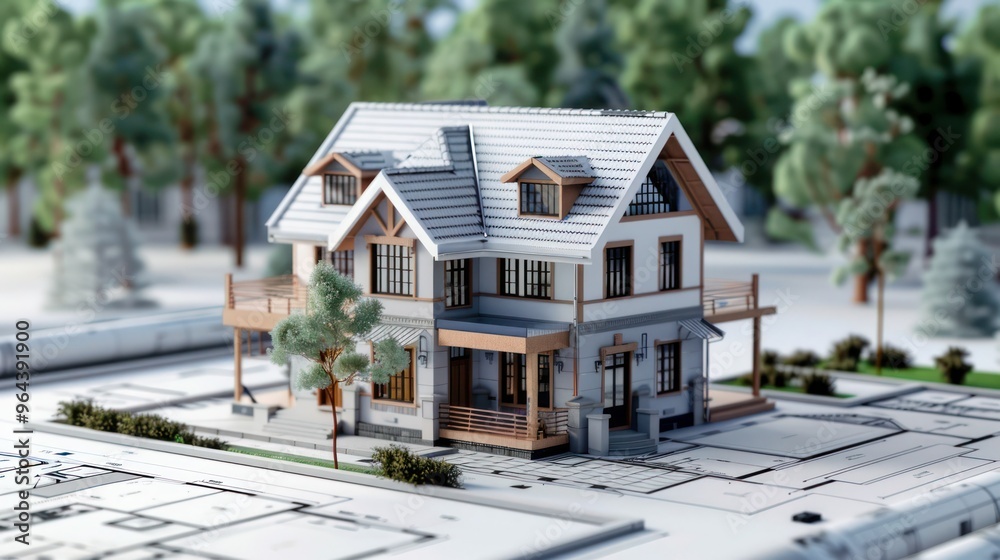 3d Rendering Of House Plan Mockup Using Cad Software Like Revit Concept Architecture 3d