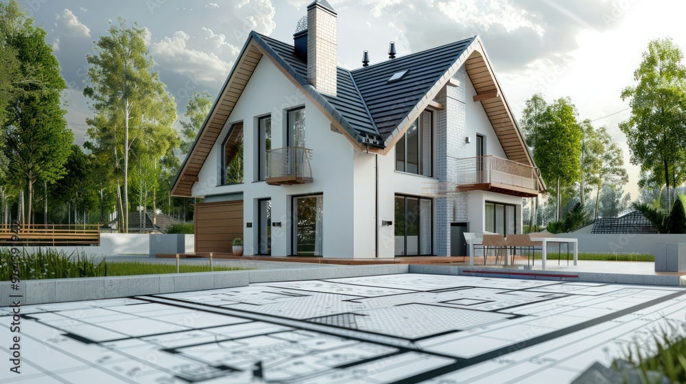 3d Rendering Of House Plan Mockup Using Cad Software Like Revit Concept Architecture 3d