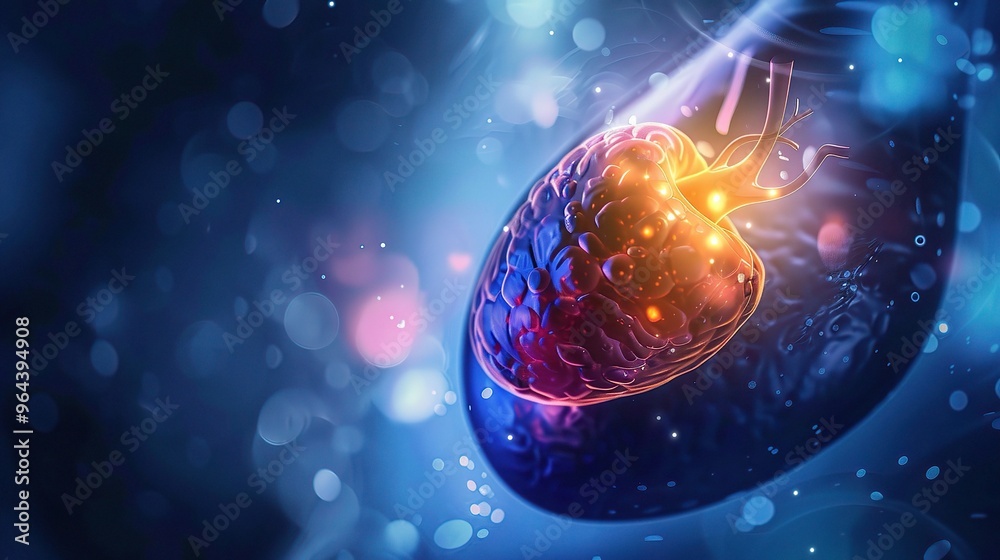 A clear visualization of a gallstone within the body. The gallstone is ...