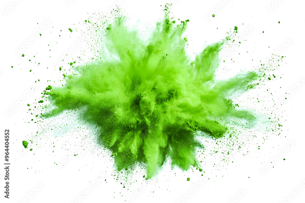 explosion of dry green paints on a transparent background. cloud and ...