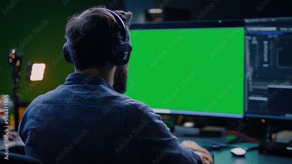 Professional video editor using sophisticated software to seamlessly ...