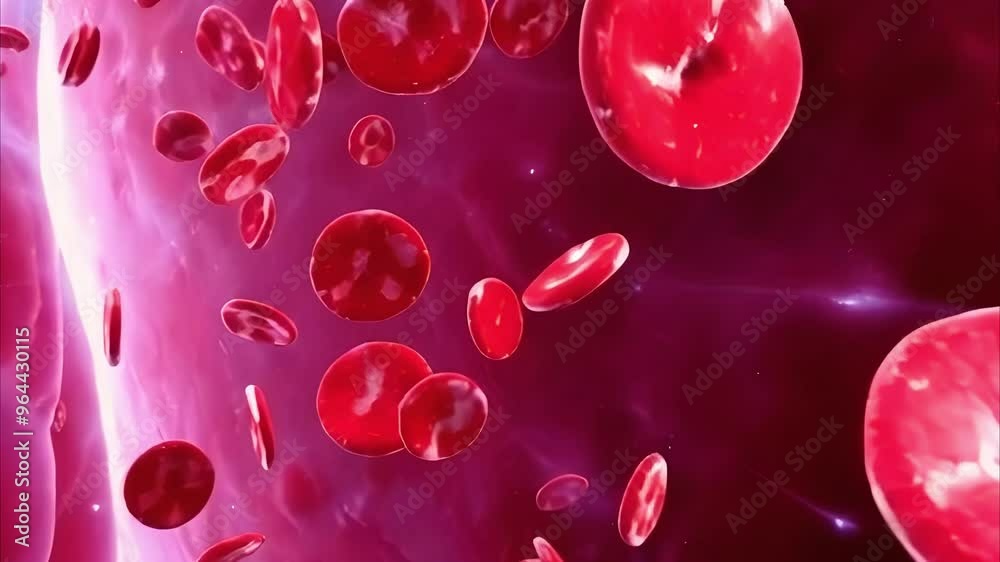 a close-up view of blood cells flowing through a human vein Stock Video ...