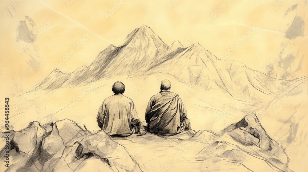 Moses and Joshua on Mount Sinai, Joshua Looking Up to Moses for ...