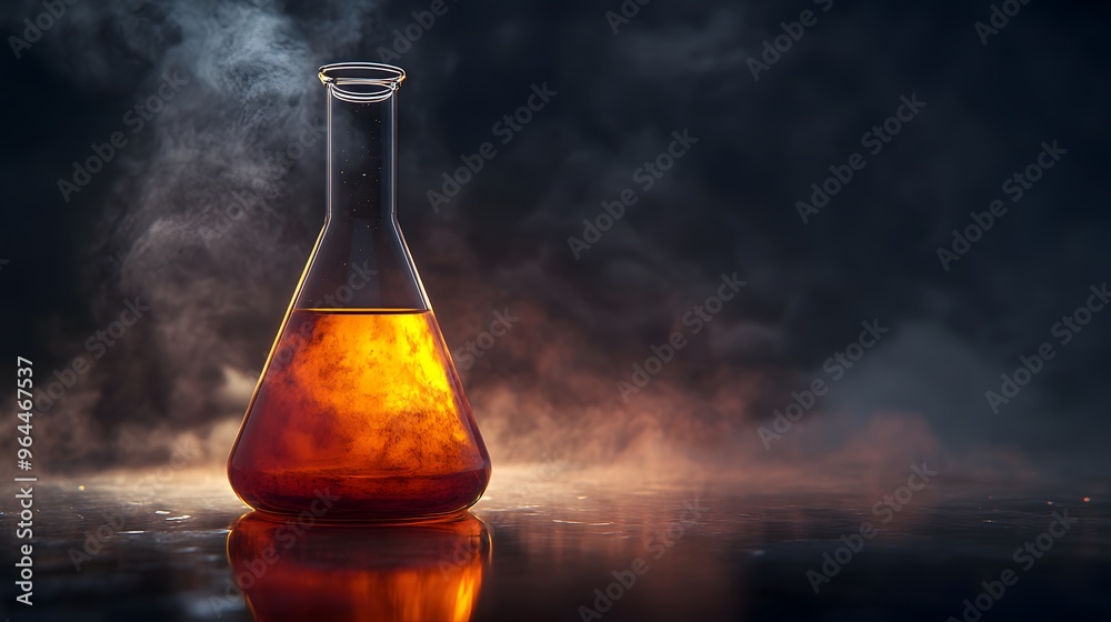 Bromine in a Flask: A laboratory flask filled with reddish-brown ...