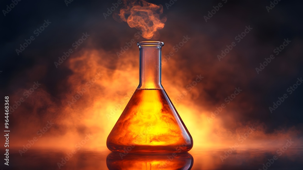 Bromine in a Flask: A laboratory flask filled with reddish-brown ...