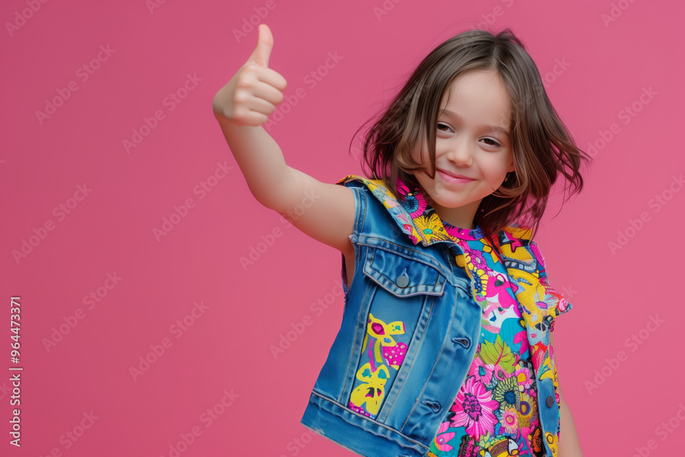 Good young girl giving a thumbs up gesture showing her approval. Female ...