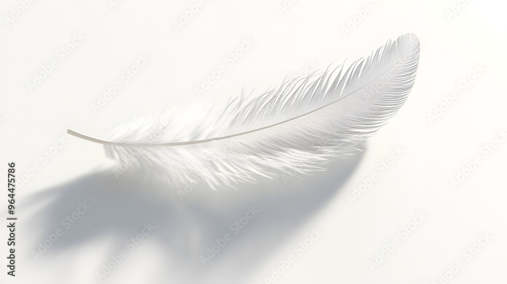 CG Floating Feather: A delicate, CG-rendered feather floating ...
