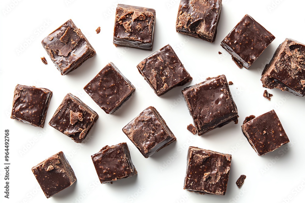 Poster a whole view of multiple fudge pieces on isolated white ...