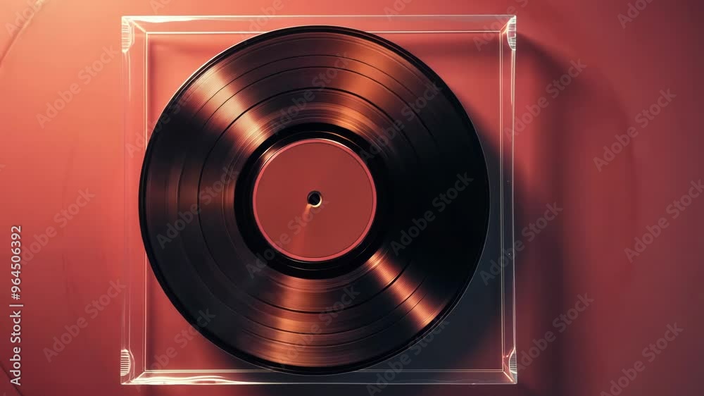 Vinyl plastic album cover frame with shrink texture overlay. A ...