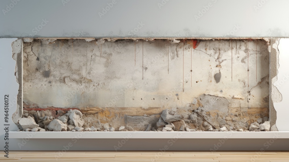 A cross-section of an indoor wall showing hidden mold behind drywall ... A cross-section of an indoor wall showing hidden mold behind drywall ...