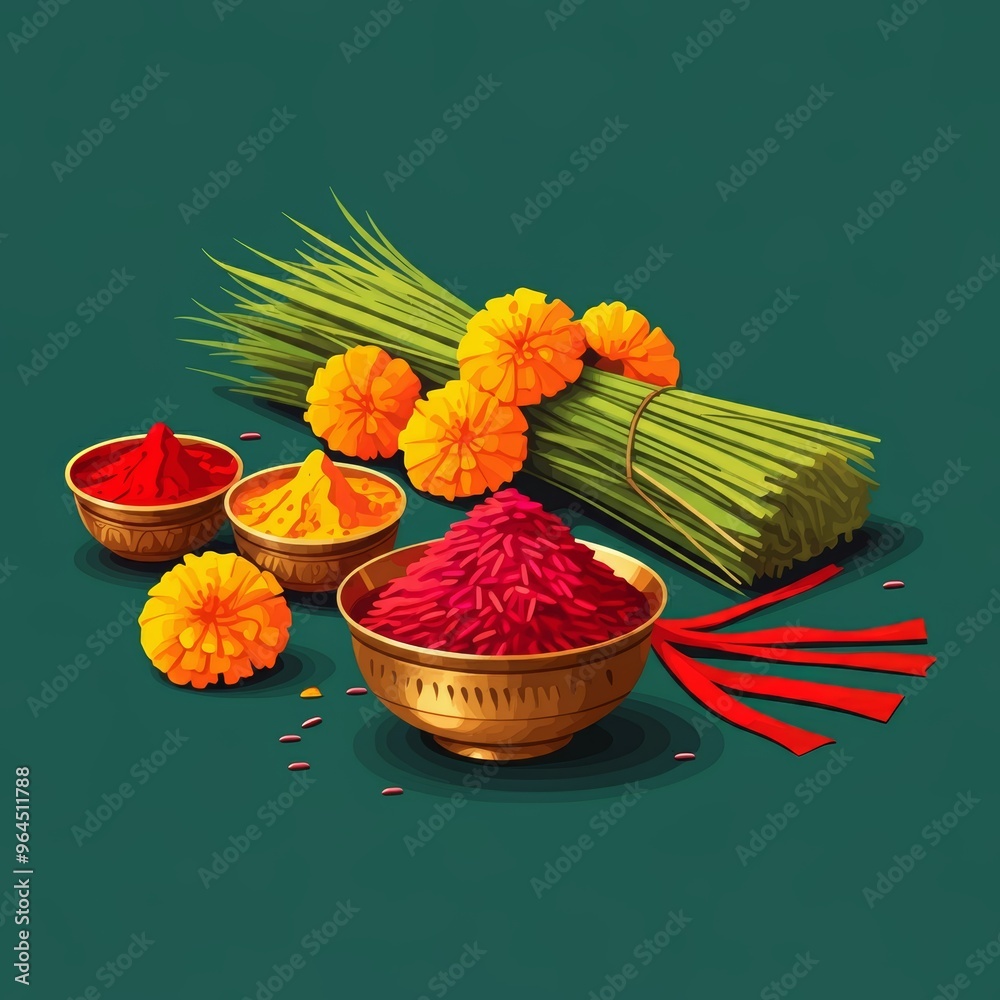 Dashain Tika Jamara, Nepalese Dashain Tika and Offerings for Blessings ...