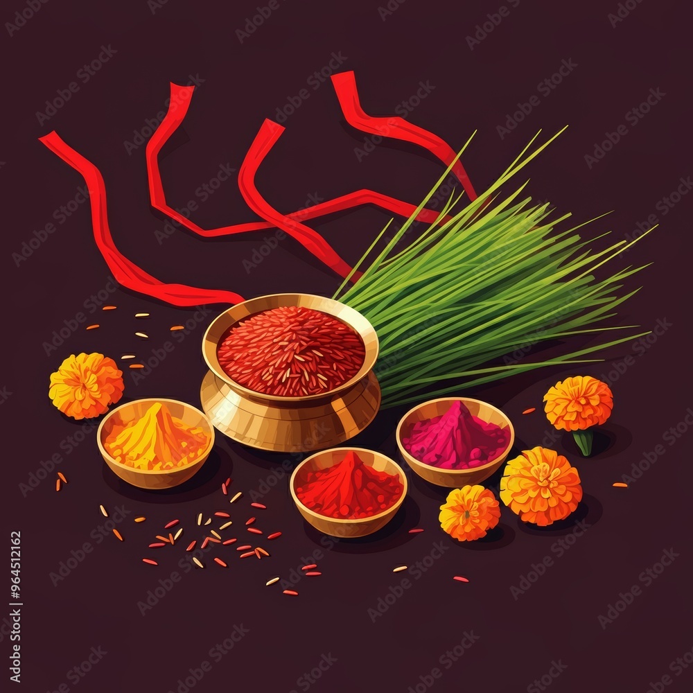 Dashain Tika Jamara, Nepalese Dashain Tika and Offerings for Blessings ...