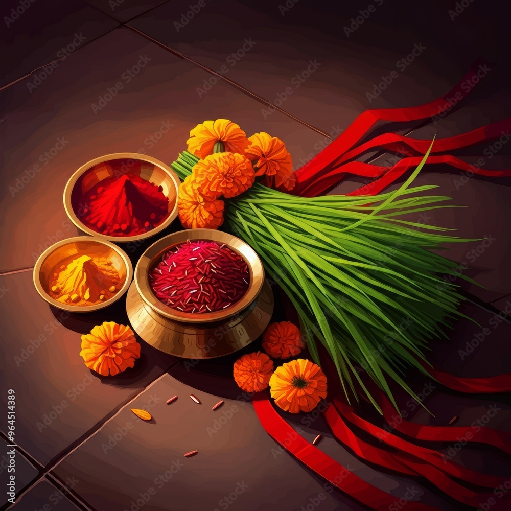Dashain Tika Jamara, Nepalese Dashain Tika and Offerings for Blessings ...