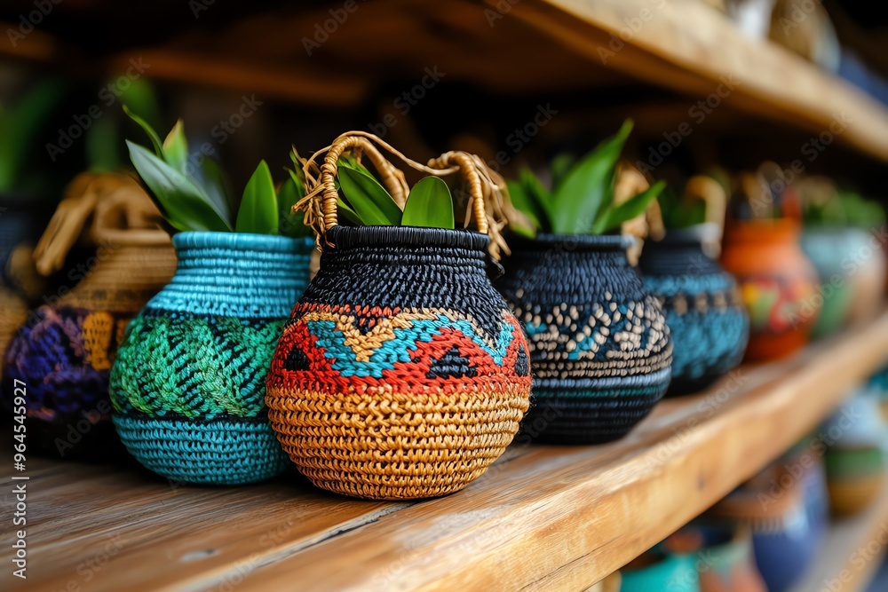 Souvenirs, woven baskets, traditional craftsmanship reflect the skills ...