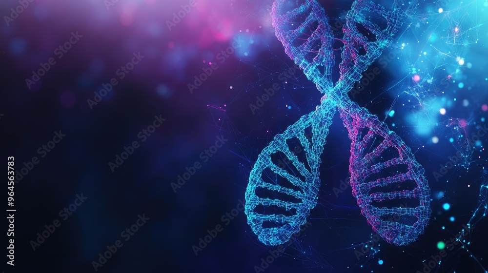 Low-poly digital DNA helix and human lungs, symbolizing advanced ...
