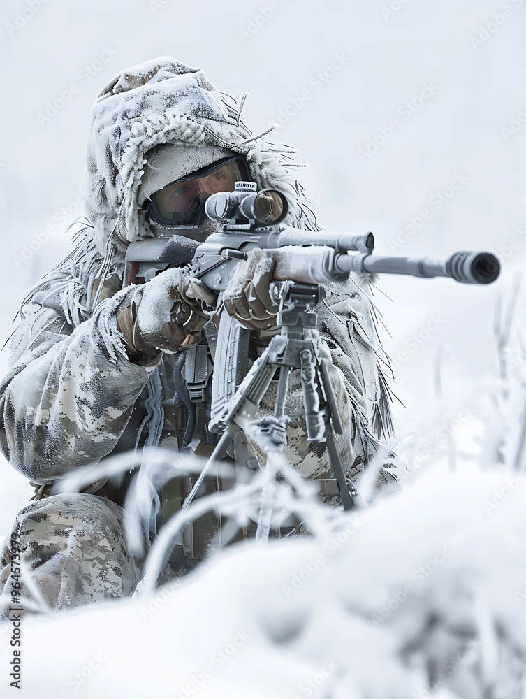 Arctic Sniper on Duty - Camouflaged Nordic Soldier Keeping Watch in ...
