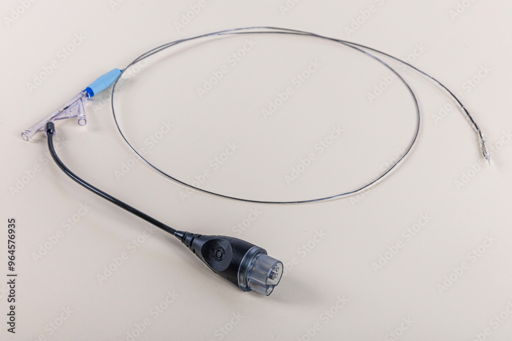 Heart Stent angioplasty. Stent and catheter for implantation into blood ...