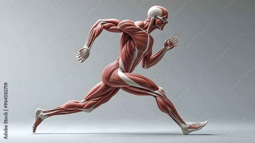 Muscular System Highlighted in Motion: A dynamic illustration of the ...