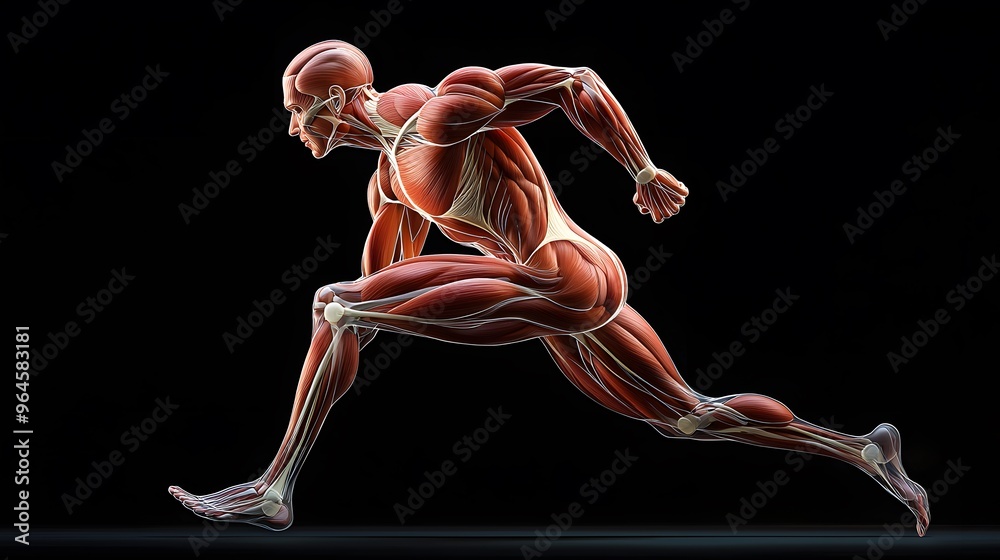 Muscular System Highlighted in Motion: A dynamic illustration of the ...