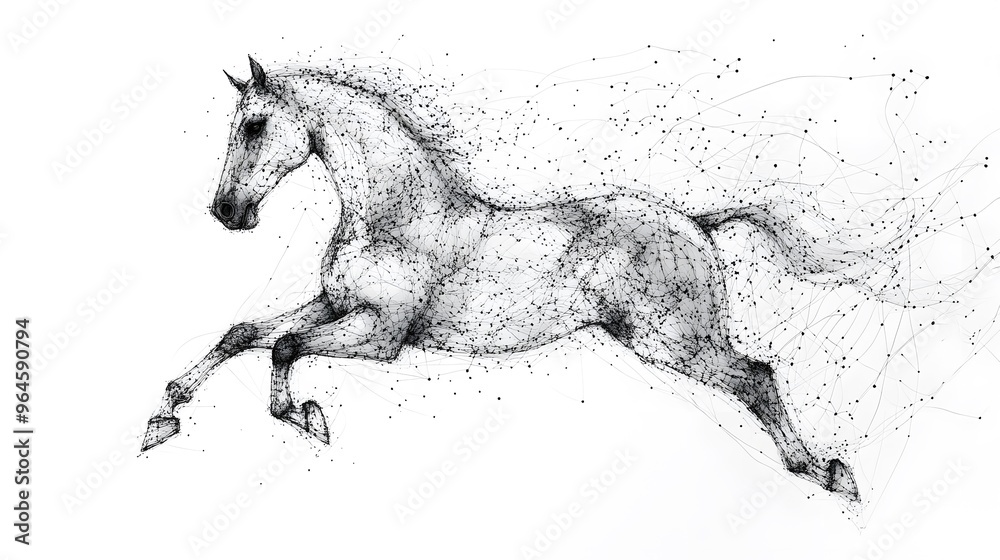 Running Horse from Lines: A dynamic image of a galloping horse, its ...