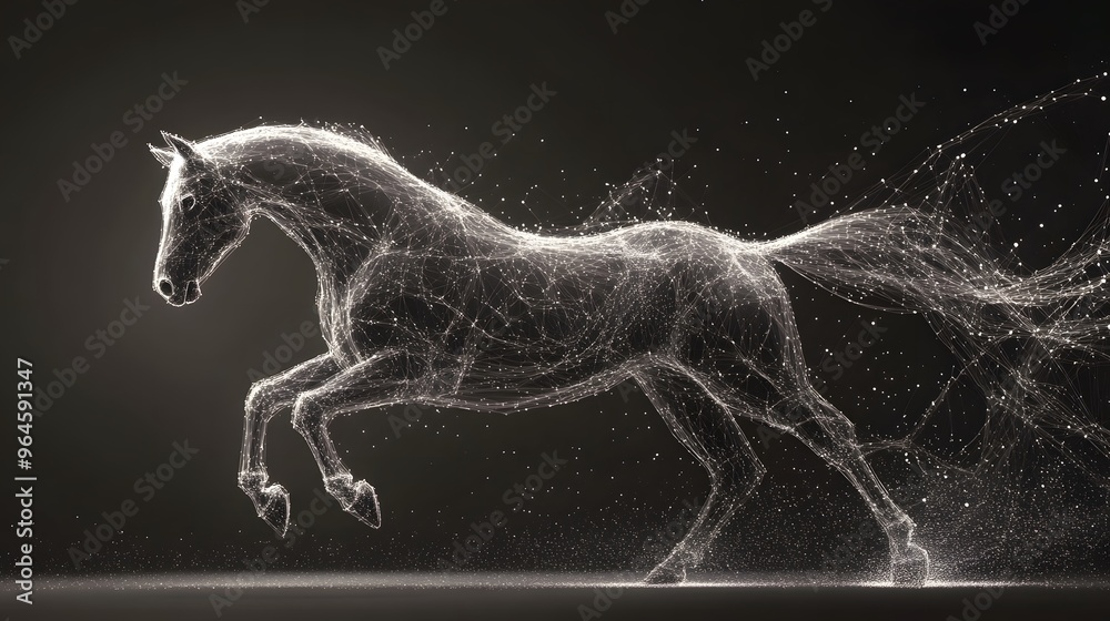 Running Horse from Lines: A dynamic image of a galloping horse, its ...