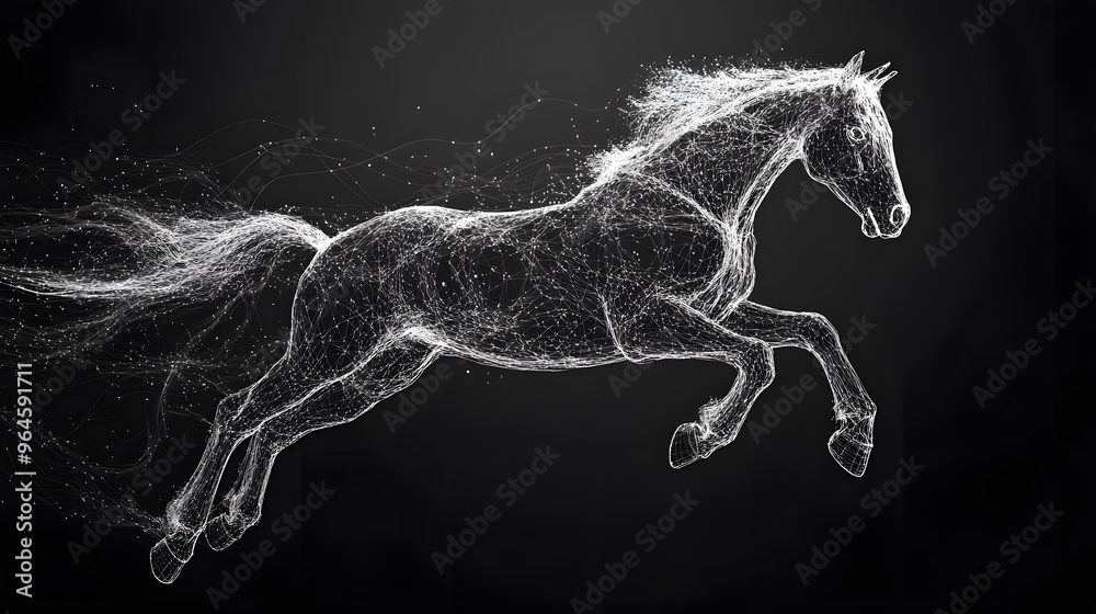 Running Horse from Lines: A dynamic image of a galloping horse, its ...
