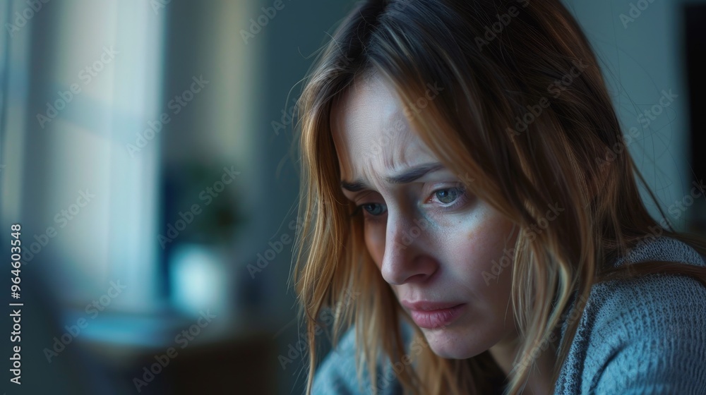 A woman in distress navigates the pressures of office life, anxiety ...