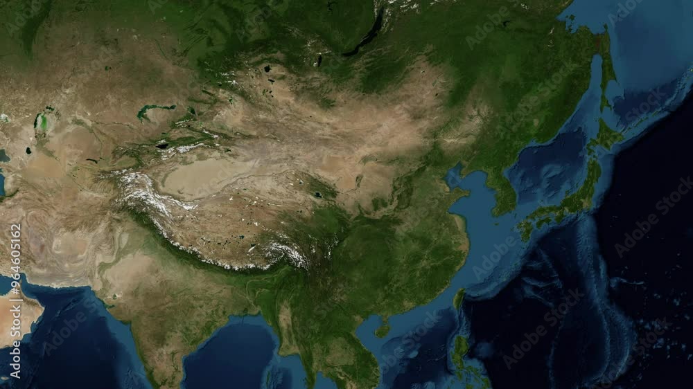 Zoom from Earth to China. (No Border) World map animation with ...