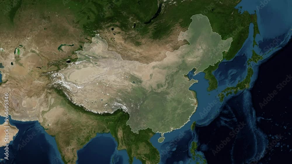Zoom from Earth to China. (Highlighted) World map animation with ...