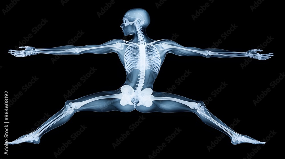 X-Ray of Yoga Pose: An X-ray depiction of a person holding a yoga pose ...