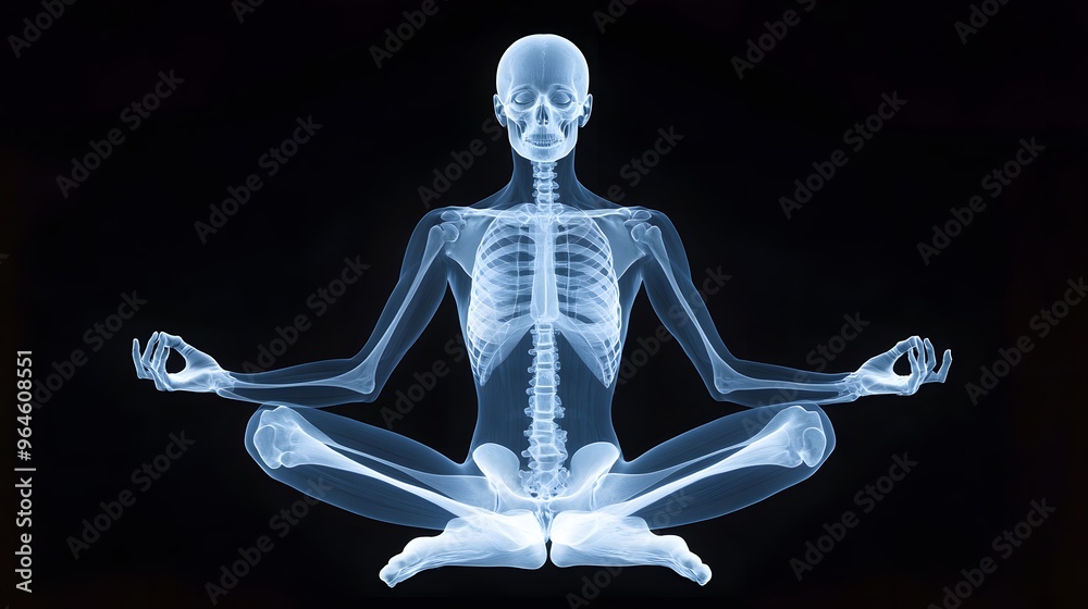 X-Ray of Yoga Pose: An X-ray depiction of a person holding a yoga pose ...