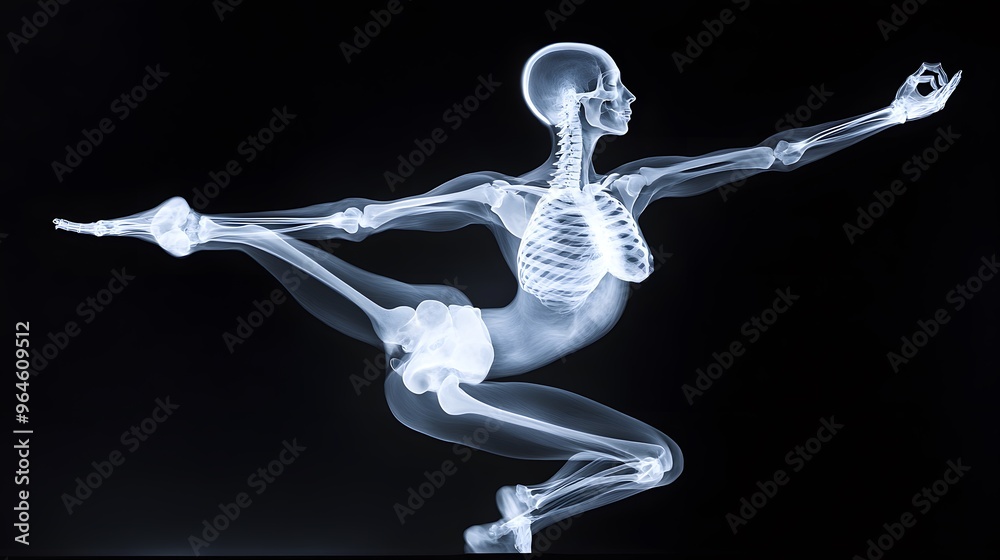 X-Ray of Yoga Pose: An X-ray depiction of a person holding a yoga pose ...