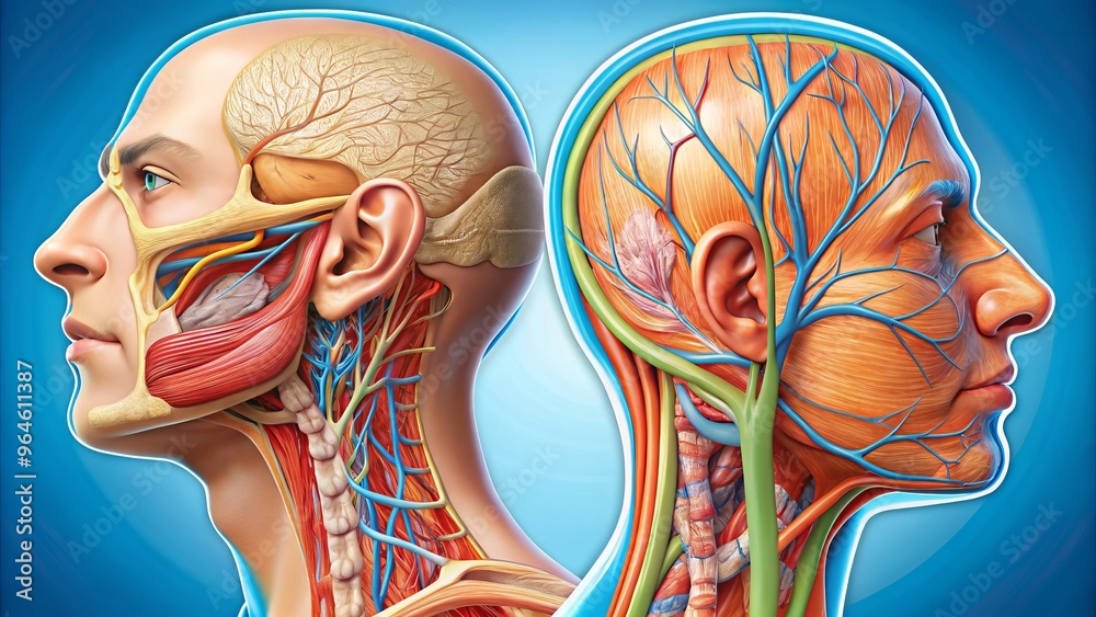 anatomy of human neck and nasal cavity detailed illustrations ...