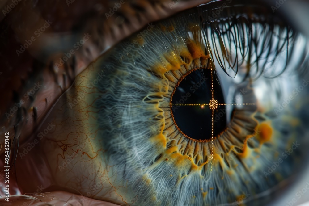 laser and glaucoma eye surgery concept,real eye, close up of eye with ...