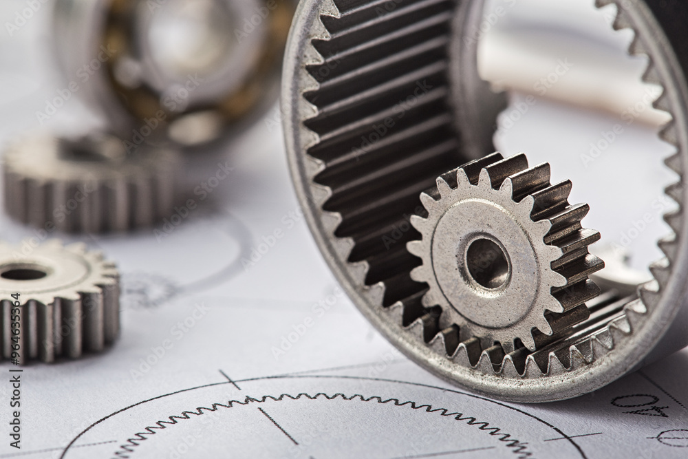 Gears, bearings and mechanism parts.Elements of mechanical blocksand ...
